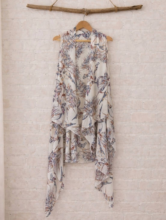Tops | Boho Floral Sheer Waterfall Kimono Cardigan Duster | Poshmark